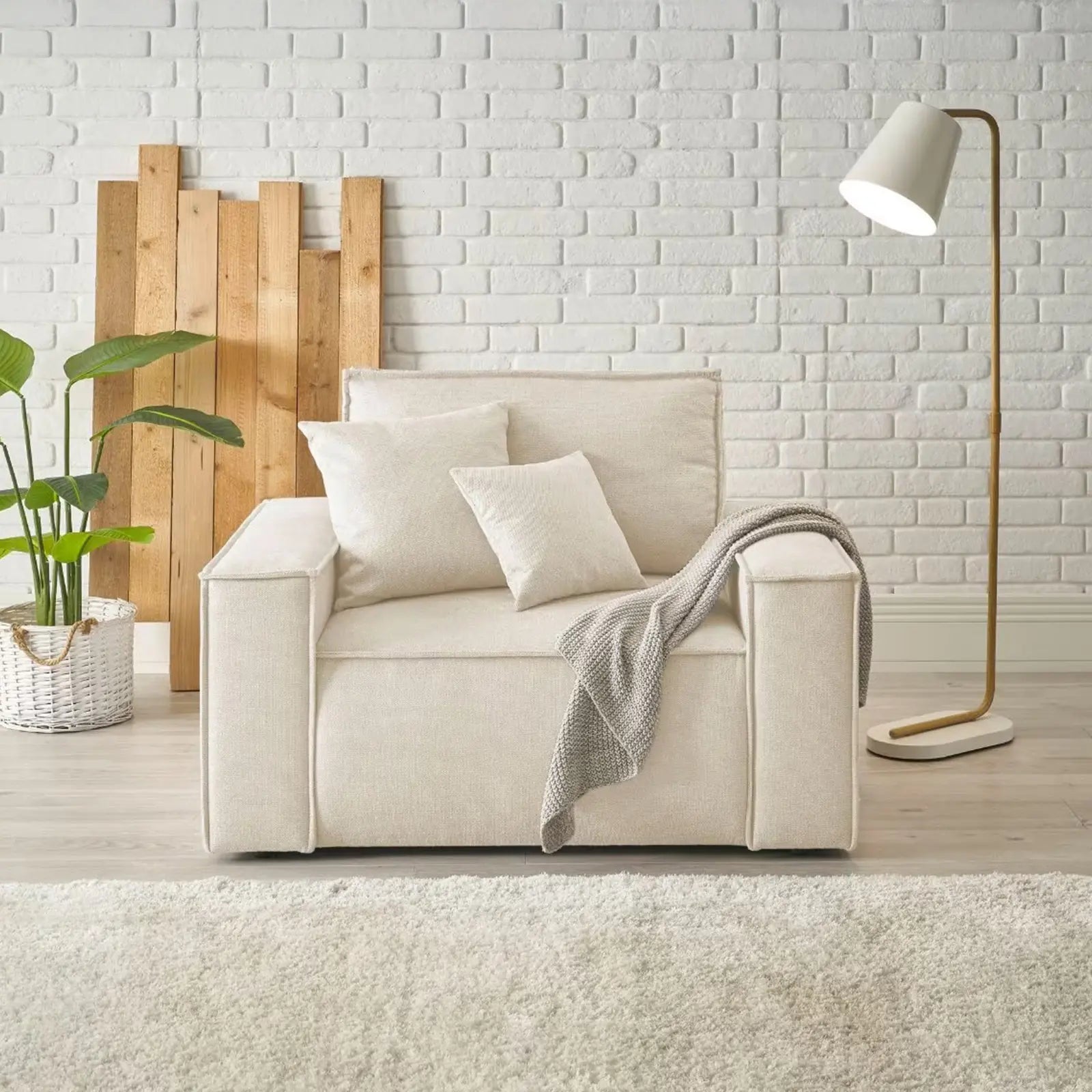 Loveseat Sessel Finnley Webstoff Creme – stilvoll & gemütlich – AMD Möbel