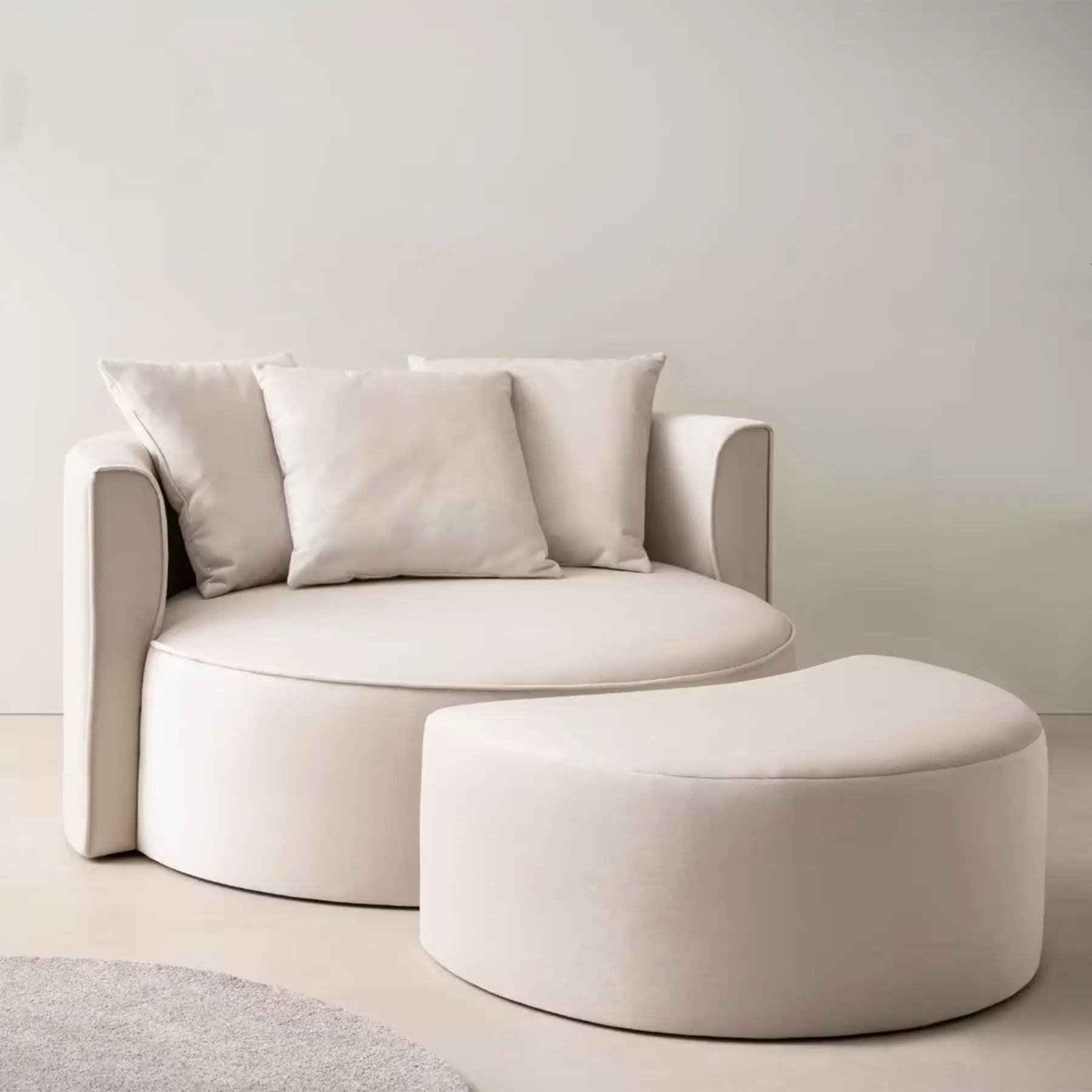 Isalie XXL Sessel mit Hocker Samtoptik Creme – Loveseat für Wohnzimmer ...