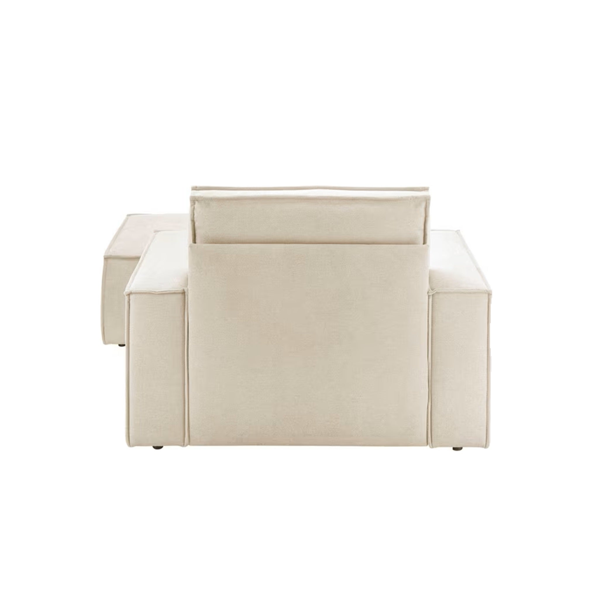 Loveseat Sessel mit Hocker Webstoff hellbeige – FINNLEY – AMD Möbel